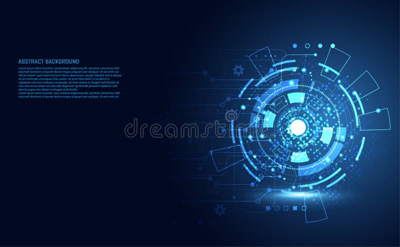 Modern Abstract Technology Concept Communication Circle Digital Circuits on Blue Background and ...