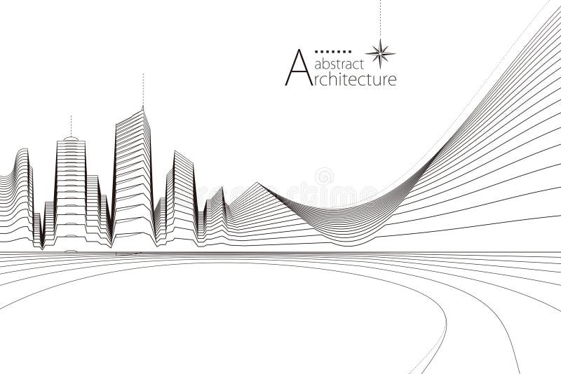 Modern Abstract Urban Architectural Line Drawing. Stock Illustration ...