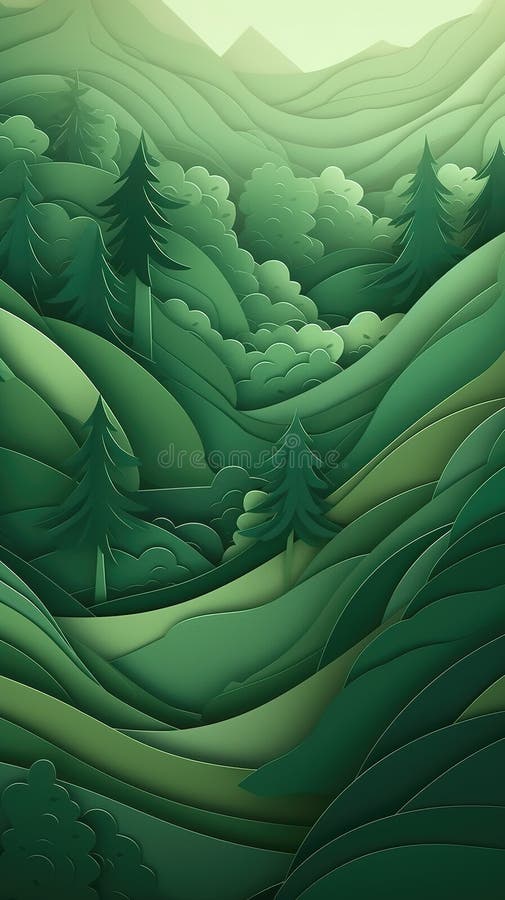 A Modern Abstract Version of a Big Forest in a Paper Dimension Style ...