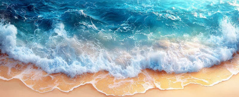 A Modern, Abstract View of a Water Wave on a Sandy Beach. Featuring ...