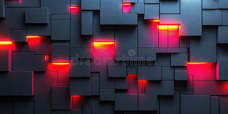 Modern Abstract Wall Design with Glowing Red Lights Showcasing ...