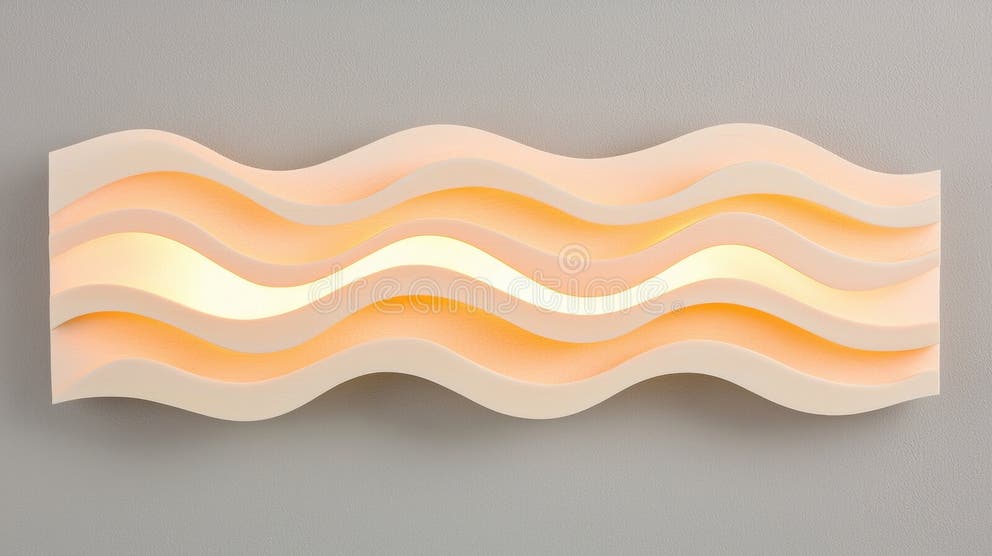 A Modern Abstract Wall Light with a Wave-like Pattern and Warm Lighting ...