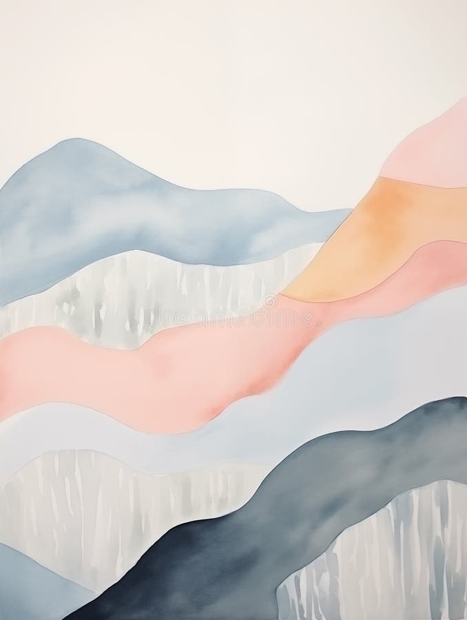 Modern Abstract Watercolor Artwork Featuring Soft Pastel Waves and ...