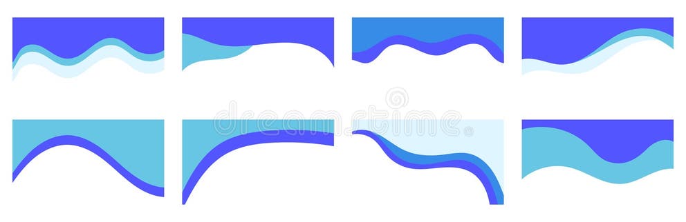 Modern Abstract Wave Header Designs in Shades of Blue with Dynamic Flow ...