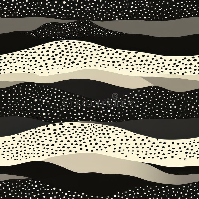 Abstract White Dotted Waves Black Background Modern Artistic Texture ...