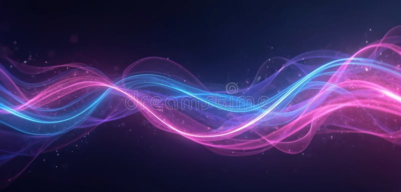 Modern Abstract Waves Interplay. Neon Purple, Blue Lines in Motion on ...