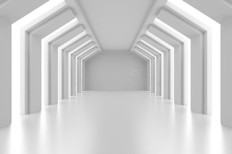 Modern Abstract White Geometric Corridor Design for Architectural ...