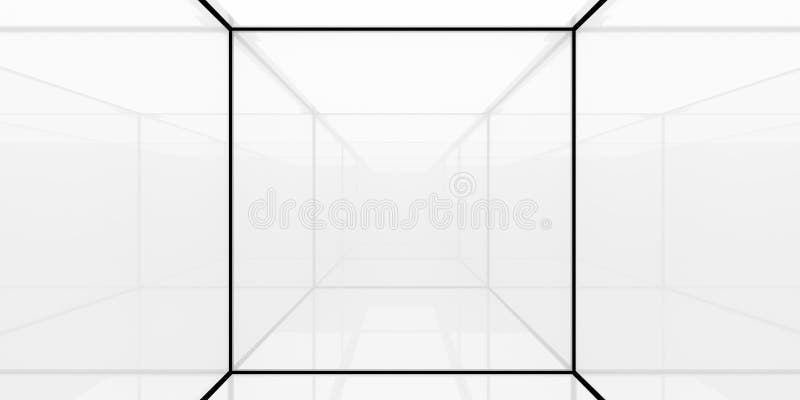 Modern Abstract White Mirror Cube Room with Reflections, Abstract ...