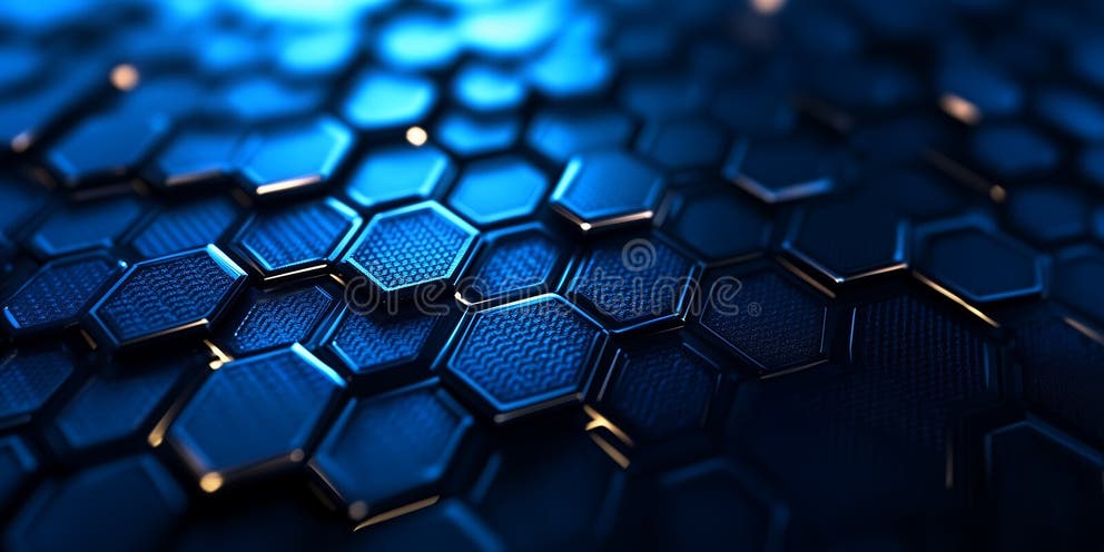 Modern Abstract Wide Hexagonal Honeycomb Pattern in Blue Black ...