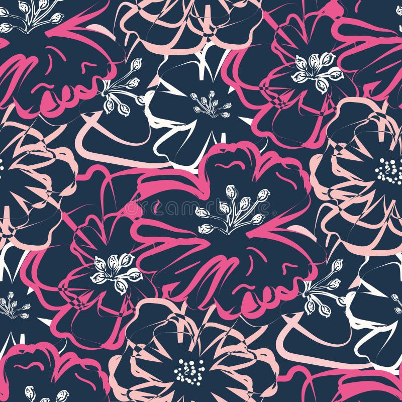 Abstract Wild Meadow Flower Weave Texture Seamless Vector Pattern ...