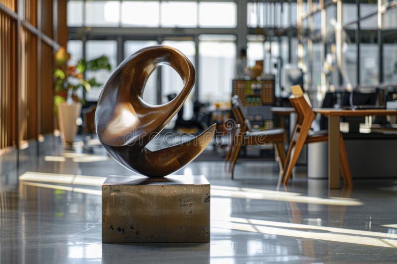 Modern Abstract Wooden Sculpture in Contemporary Office Space Stock ...