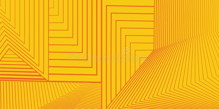 Modern Abstract Yellow and Orange Line Pattern with Overlapping ...