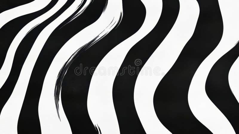 Modern Abstract Zebra Stripe Texture with Wavy Lines in Black and White ...