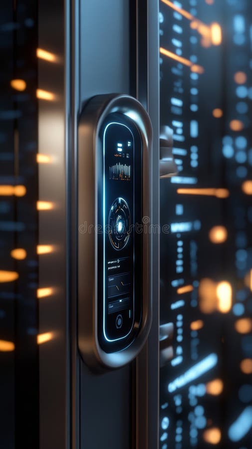 Modern Access Control System Displayed on a High-tech Server Rack in a ...