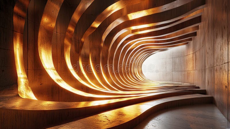 Modern Acoustic Chamber Featuring Smooth Glowing Waves Artistic Space ...