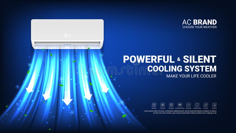 Modern Ad Banner of Air Conditioner Stock Vector - Illustration of icon ...