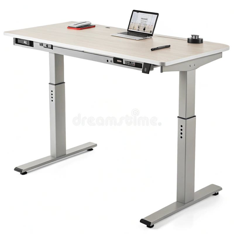 Modern Adjustable Height Desk Isolated on White Background Stock ...