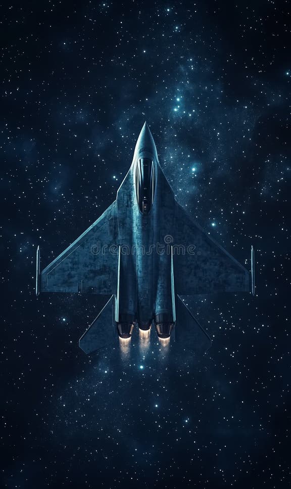 Modern Advanced Fighter Jet on a Missing Flying in Night Sky with Stars ...