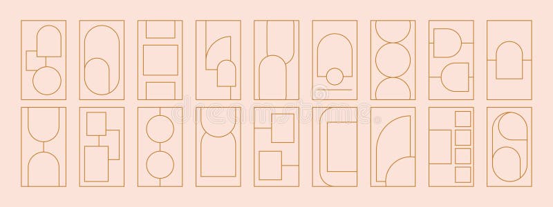 Modern Aesthetic Linear Frames. Square Rectangle with Geometric Forms ...