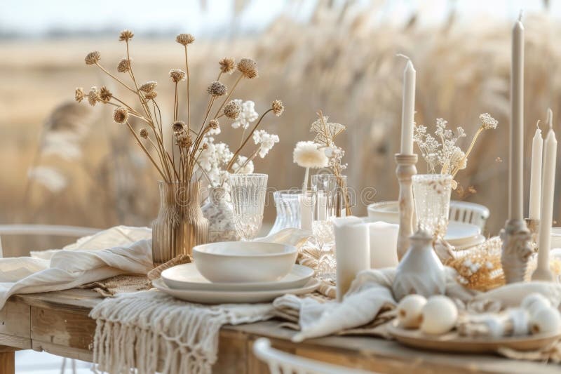 Modern Aesthetic Table Setting Stock Illustration - Illustration of ...