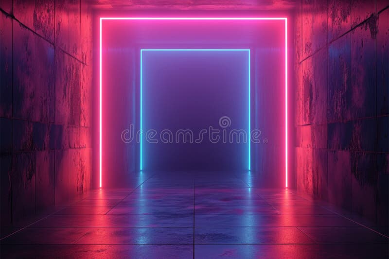 Modern Aesthetics Neon Sign with a Captivating Floor Background Stock ...