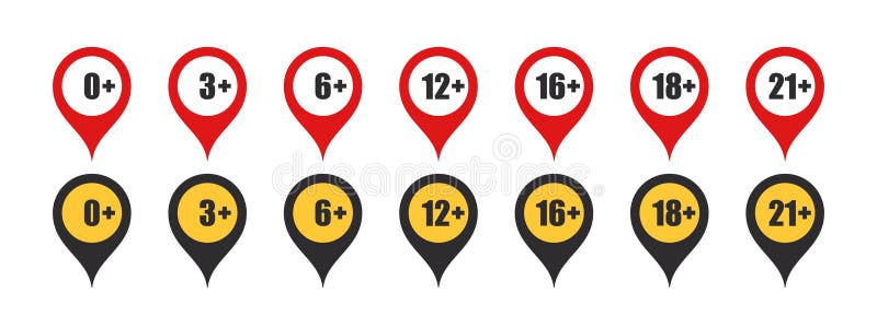 Modern Age Restriction Badges. Age Limit Icons Set. Recommended Age ...