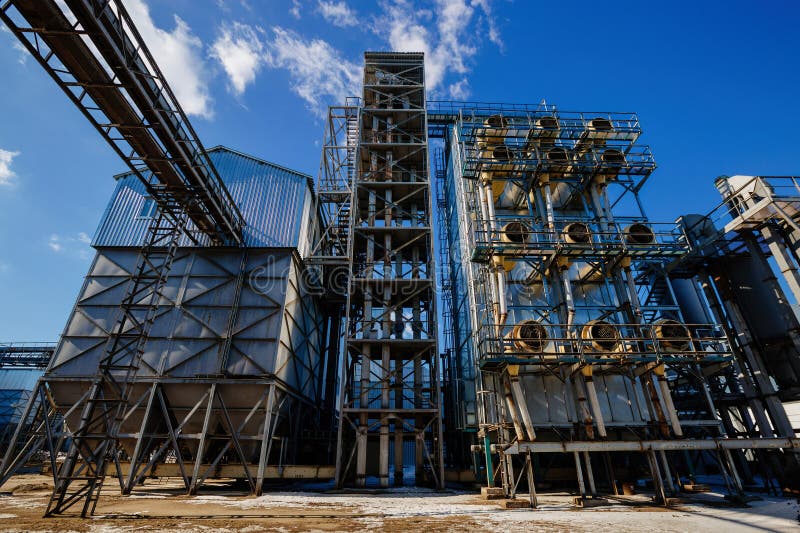 Modern Agricultural Grain Drying Complex Stock Photo - Image of storage ...