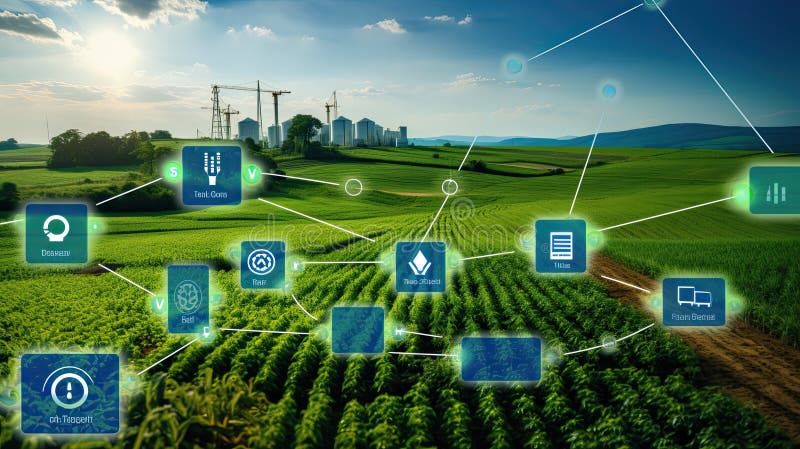 Modern Agricultural Technology Based on Smart Farming. Stock Photo ...