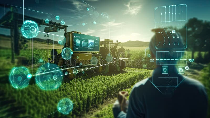 Modern Agricultural Technology Based on Smart Farming. Stock Photo ...