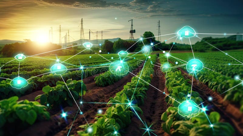 Modern Agricultural Technology in a Vast Farmland Landscape Stock ...