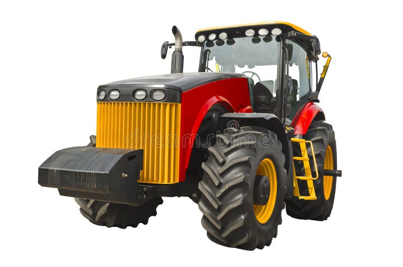 Modern Agricultural Tractor, Front View Stock Photo - Image of field ...