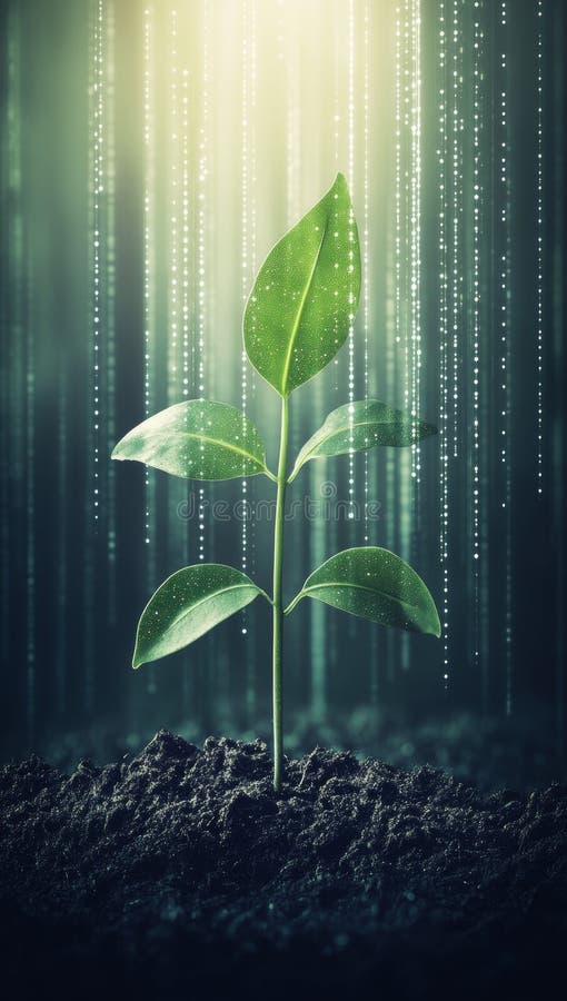 In a Modern Agriculture Concept, Glowing Digital Data Points are ...