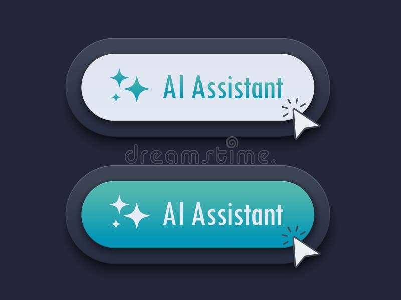 Modern AI Assistant Button. 3D Push Button. AI Stars. Artificial ...
