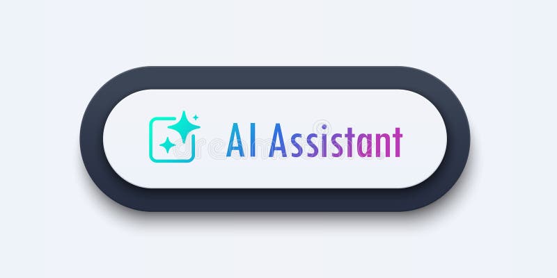 Modern AI Assistant Button. 3D Push Button. AI Stars. Artificial ...