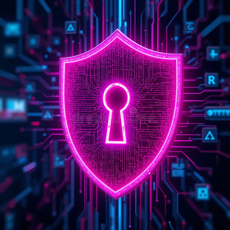 Pink Shield with Keyhole – Cybersecurity Protection Symbol AI Generated ...