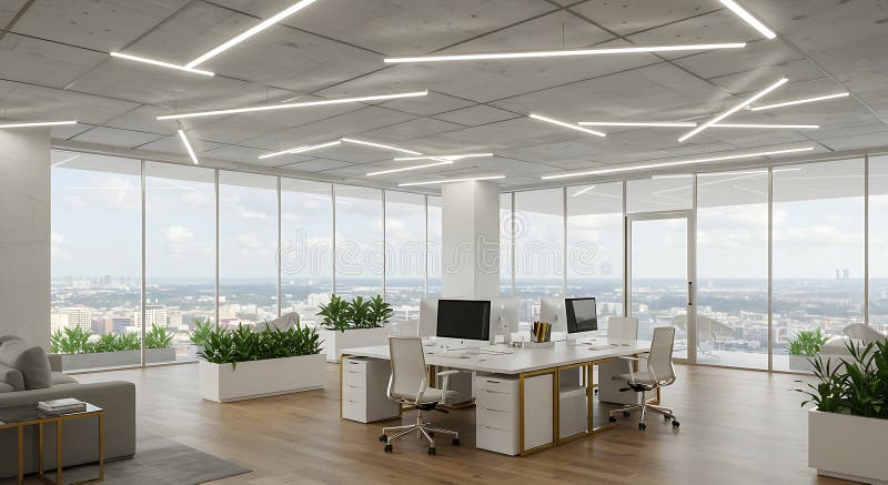 Modern AI-Generated Office Design Stock Illustration - Illustration of ...