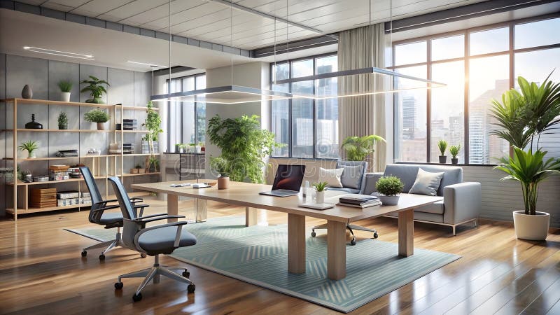 Modern AI-Generated Office Design Stock Photo - Image of aesthetic ...