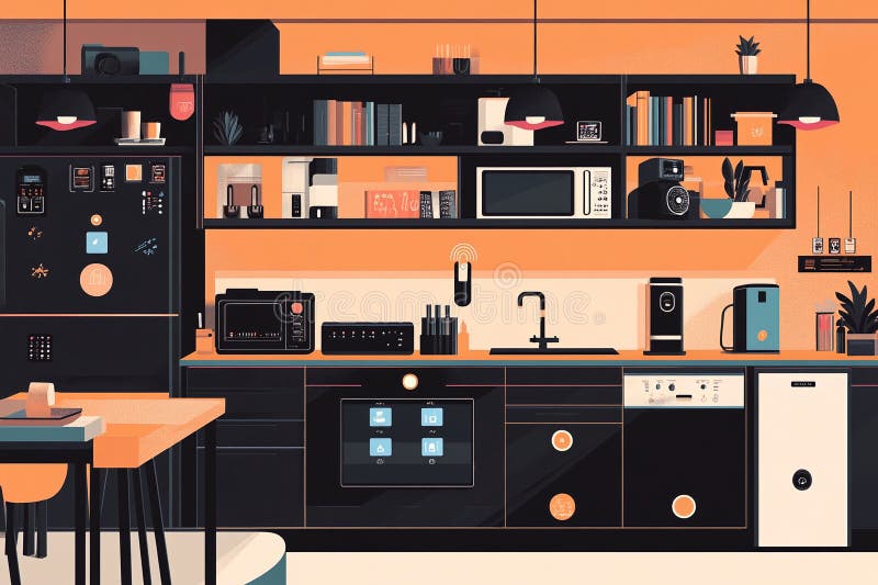 Modern AI Powered Smart Kitchen with Connected Devices and Sleek Design ...