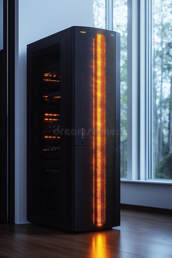 Modern AI Server with Glowing Elements in a Stylish Interior ...