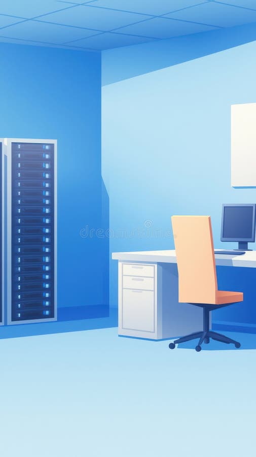 Modern AI Startup Office with Server Infrastructure Stock Illustration ...