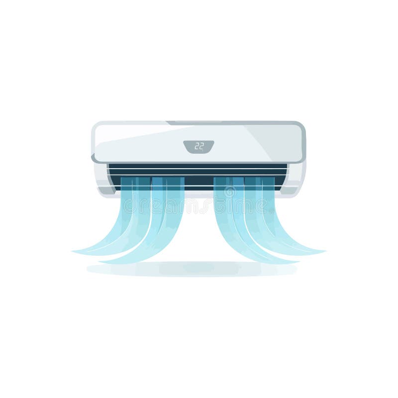 Modern Air Conditioner Blowing Cold Air. Vector Illustration Design ...