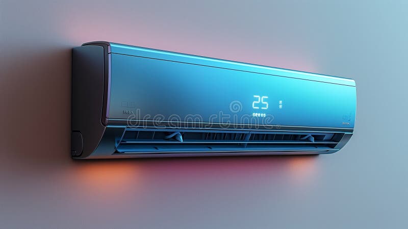 Modern Air Conditioner Unit Mounted on a Wall with Digital Display ...