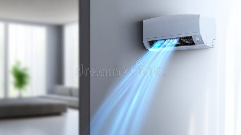 Modern Air Conditioning Unit Cools a Bright and Spacious Living Room ...