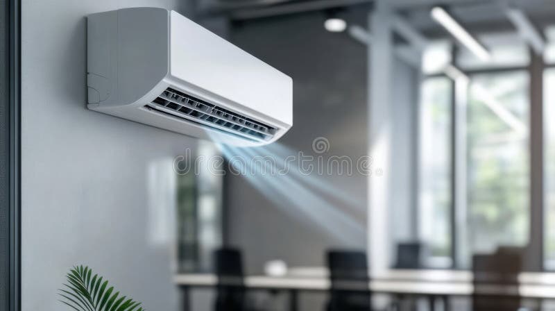 Modern Air Conditioning Unit Cools a Spacious Office Environment during ...