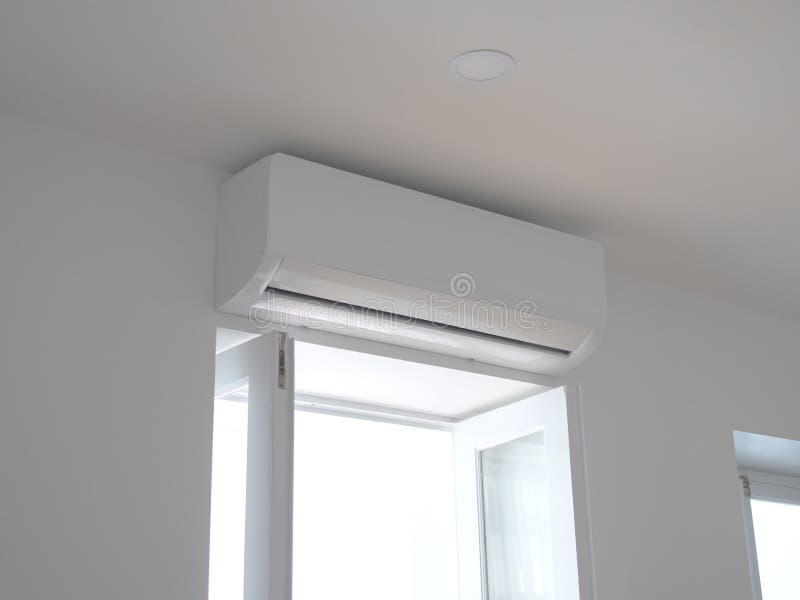 Modern Air Conditioning Unit Installed in a Bright Room Stock Photo ...
