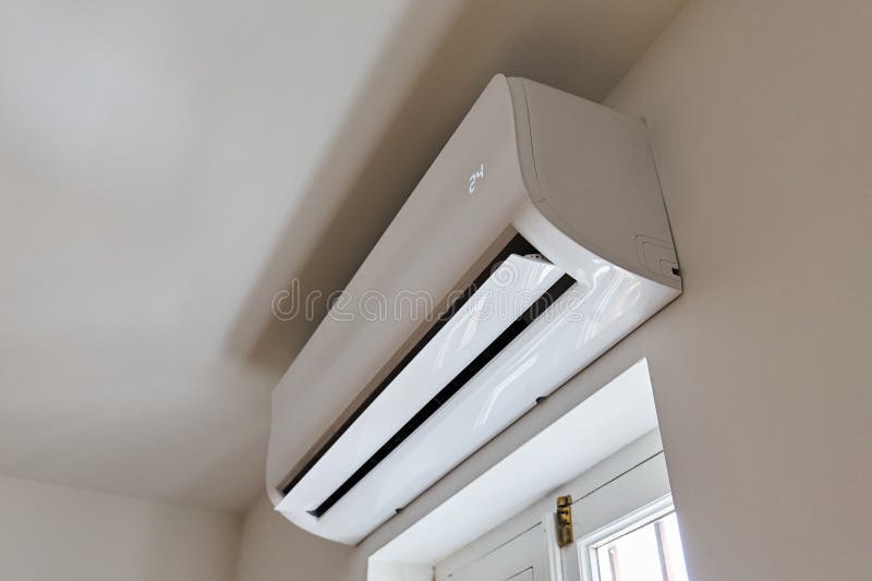 Modern Air Conditioning Unit Installed in a Minimalist Room Stock Image ...