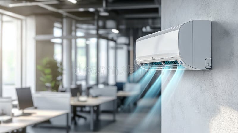 Modern Air Conditioning Unit Installed in a Spacious Office Environment ...