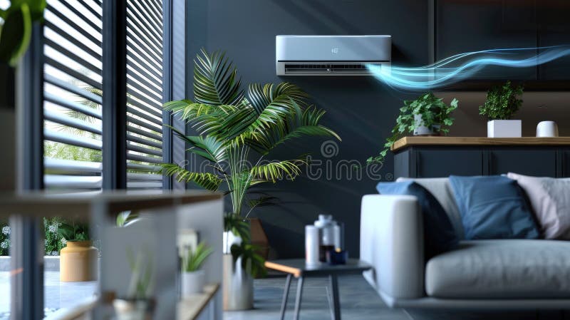 Modern Air Conditioning Unit in Stylish Indoor Setting Stock Image ...