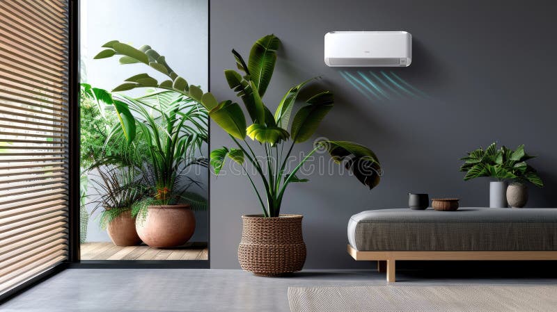 Modern Air Conditioning Unit in Stylish Indoor Setting Stock Photo ...