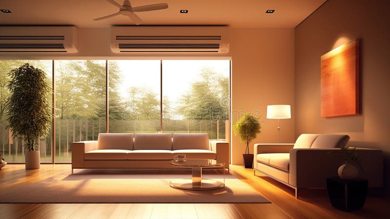 A Modern Air Conditioning Unit in a Stylish Setting. Created with ...